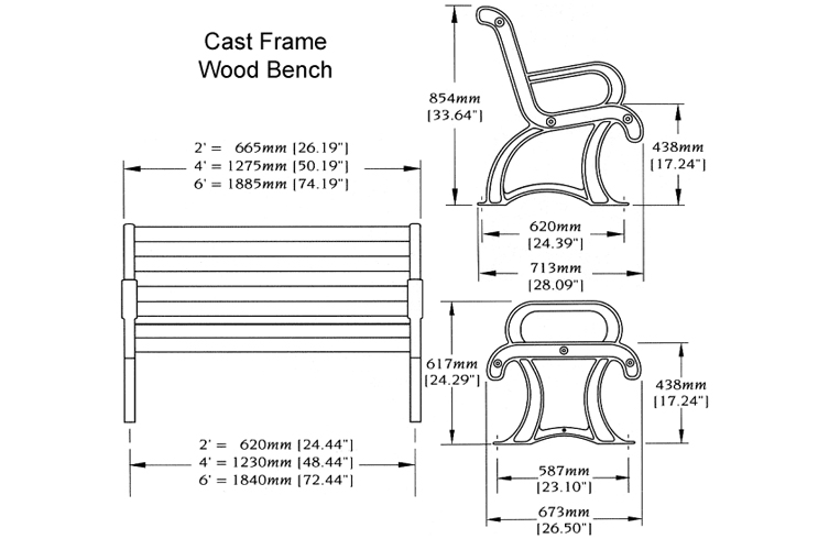 Belson | CloserLook | Cast Frame Wood Bench Dimensions