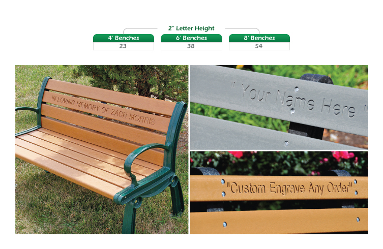 Belson | CloserLook | Comfort Park Bench Custom Engraving Guidelines