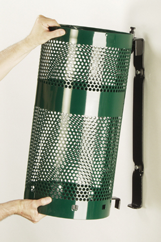 Belson | Gallery | H-BRKT-KIT | Mounted Perforated Steel Waste Basket ...
