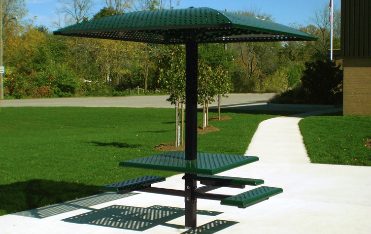 Belson | Gallery | SPS-APS | Square Pedestal Picnic Table with Shade Canopy