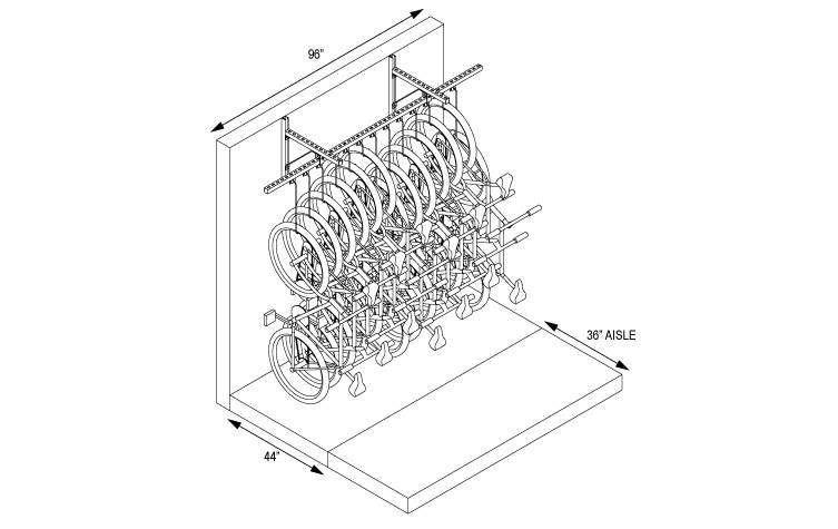 Belson | Gallery | TR-W-GV | Track Rack | High Efficiency Bicycle Storage